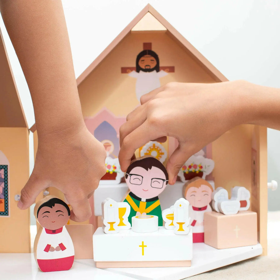 Wooden Catholic Church Playset – Shining Light Dolls
